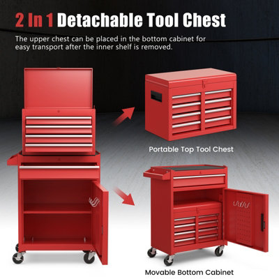 Costway 5-Drawer Rolling Tool Chest High Capacity Tool Storage Cabinet ...