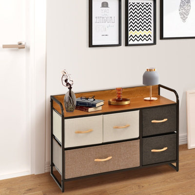 Costway 5 Drawers Dresser Organizer 2-Tier Fabric Storage Organizer ...
