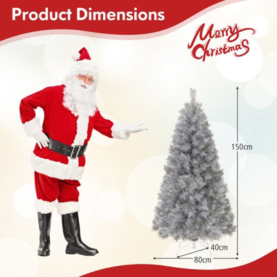 COSTWAY 5 FT Pre-Lit Artificial Christmas Tree w/ Warm White LED Lights ...