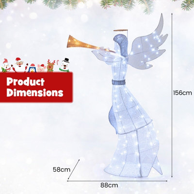 COSTWAY 5 FT Pre-Lit Trumpeting Angel Outdoor Light-up Christmas Decoration