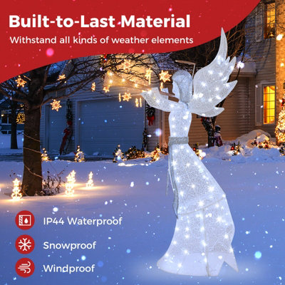 COSTWAY 5 FT Pre-Lit Trumpeting Angel Outdoor Light-up Christmas Decoration
