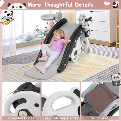 Costway 5-in-1 Kids Rocking Horse & Slide Set Basketball & Ring Game ...