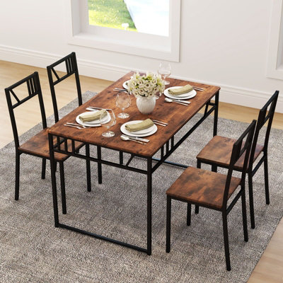 Costway 5 Pcs Dining Table Set Industrial-Style Kitchen Table & 4 ...