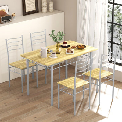 Costway 5 PCS Dining Table Set w/ Rectangular Tabletop Industrial ...