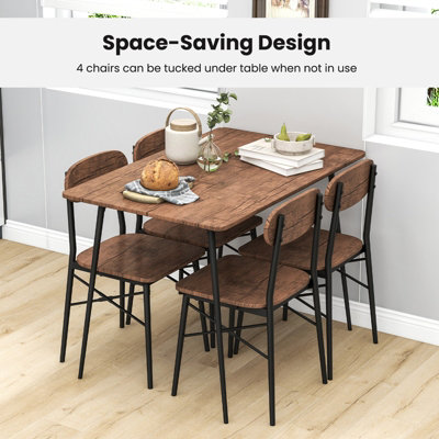 Costway 5 Piece Dining Table Set Rectangular Table & 4 Chairs Kitchen ...