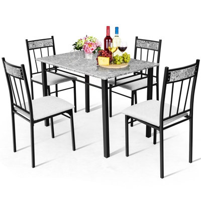 Costway 5 Pieces Dining Set 1 Table and 4 Chairs with Cushion