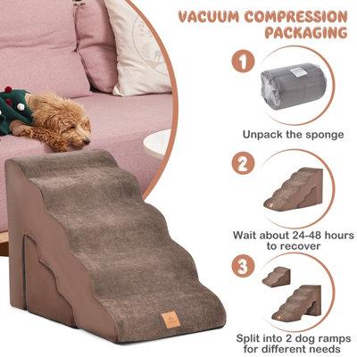 Costway 5-Tier & 3-Tier Dog Stairs Foam Dog Ramp Non-Slip Pet Ladder ...