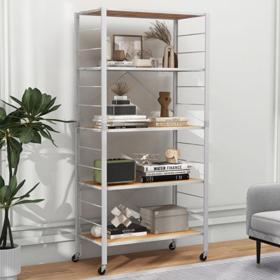 COSTWAY 5-Tier Foldable Shelving Unit Storage Rack Metal Shelves with ...