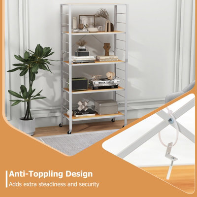 Costway 5-Tier Foldable Shelving Unit Storage Rack Metal Shelves with ...
