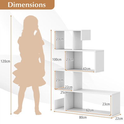 Costway 5-Tier S-Shaped Bookshelf Z-Shelf Bookcase Home Modern Display ...