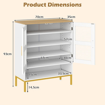 COSTWAY 5-Tier Shoe Cabinet with Mesh Doors Wooden Modern Shoe Storage ...