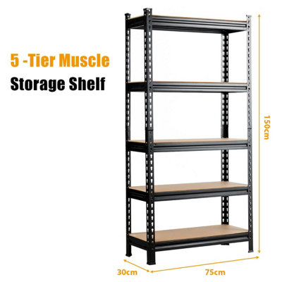 COSTWAY 5-Tier Storage Rack Metal Storage Shelves w/ Adjustable Boards ...