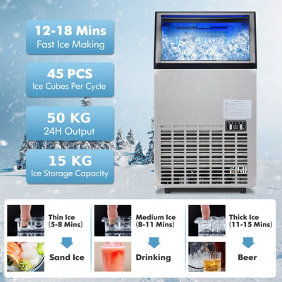 Costway 50KG/24H Ice Maker Commercial Ice Cube Making Machine Self ...