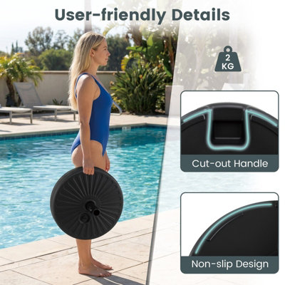 COSTWAY 51 CM Round Patio Umbrella Base Water Sand Fillable Market ...