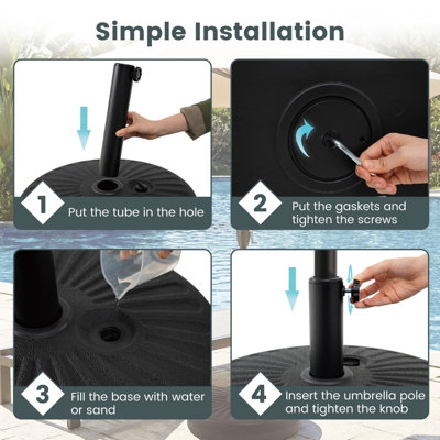 COSTWAY 51 CM Round Patio Umbrella Base Water Sand Fillable Market ...