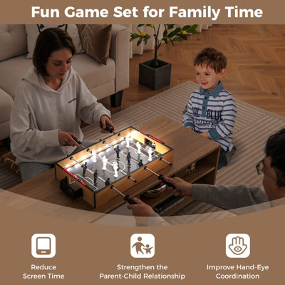 COSTWAY 51cm Foosball Table Mini Football Table w/ LED Lights Compact ...