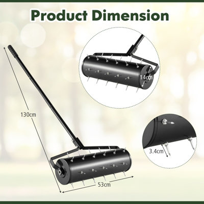 Costway 53cm Manual Lawn Aerator Garden Heavy Duty Rolling Aerator Lawn ...