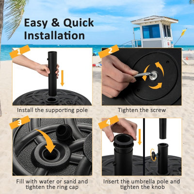 Costway 56cm Patio Fillable Umbrella Base Stand Water/Sand Fit Pole 38 ...