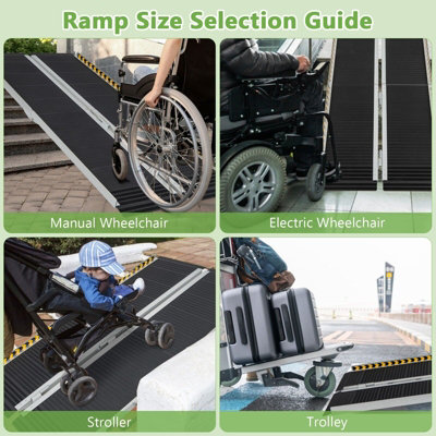 COSTWAY 5FT Portable Aluminum Wheelchair Ramp Home Threshold Ramp w ...