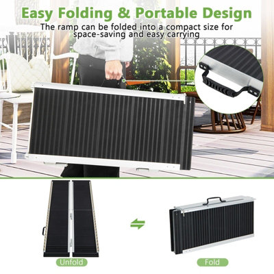 COSTWAY 5FT Portable Aluminum Wheelchair Ramp Home Threshold Ramp w ...