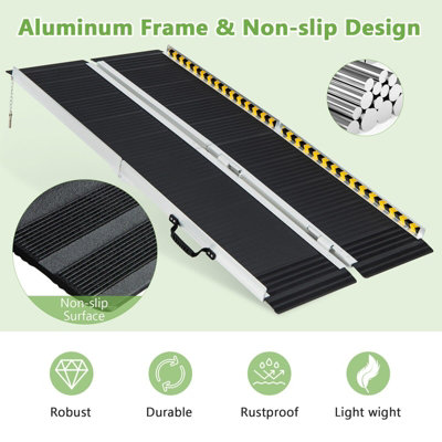 COSTWAY 5FT Portable Aluminum Wheelchair Ramp Home Threshold Ramp w ...