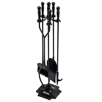 Costway 5PCS Fire Tools Set Iron Fireplace Fireside Companion Brush ...