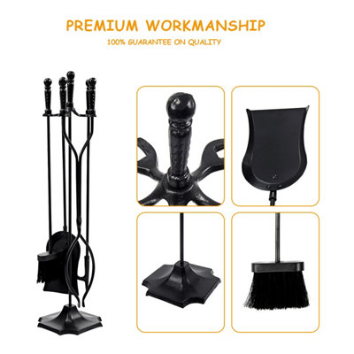 Costway 5PCS Fire Tools Set Iron Fireplace Fireside Companion Brush ...
