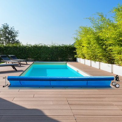 Costway 6.7 m Pool Cover Reel Set Adjustable Above Ground Pool Solar ...
