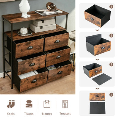 Costway 6-Drawer Dresser Storage Organizer w/ 6 Removable & Foldable ...