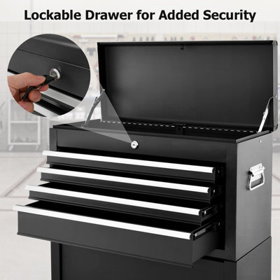 Costway 6 Drawer Rolling Tool Chest Combo Lockable Tool Cabinet with ...