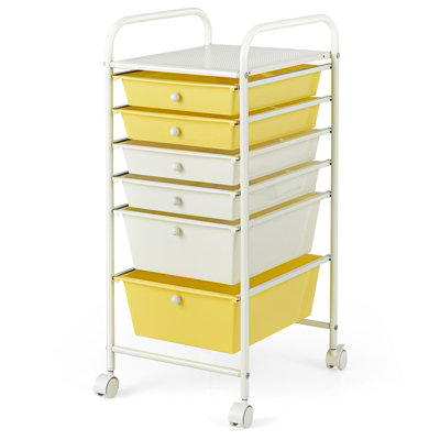 Costway 6 Drawers Storage Trolley Mobile Rolling Utility Cart Home ...