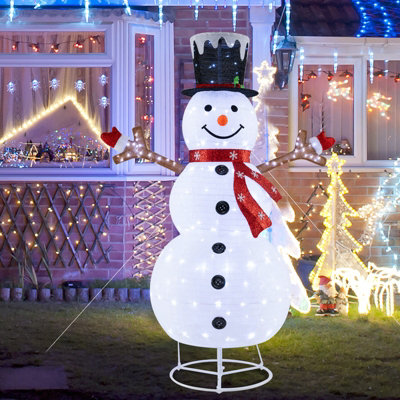 COSTWAY 6 ft Pre-Lit Christmas Snowman Pop-up Christmas Decoration w ...