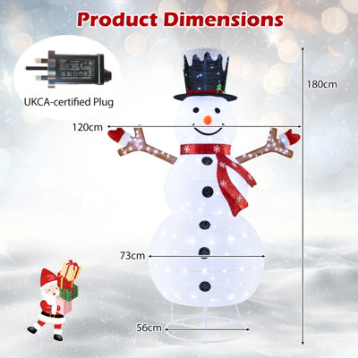 COSTWAY 6 ft Pre-Lit Christmas Snowman Pop-up Christmas Decoration w ...