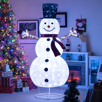 COSTWAY 6 ft Pre-Lit Christmas Snowman Pop-up Christmas Decoration w ...