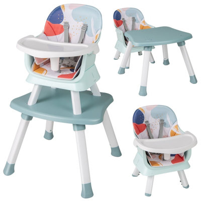 COSTWAY 6-in-1 Baby High Chair Convertible Infant Feeding Chair-Colorful