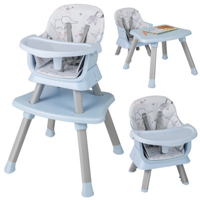 COSTWAY 6-in-1 Baby High Chair Convertible Infant Feeding Chair-Grey