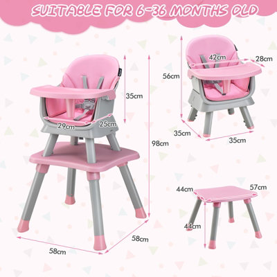 Costway 6-in-1 Baby High Chair Infant Feeding Chair Kids Stool w ...