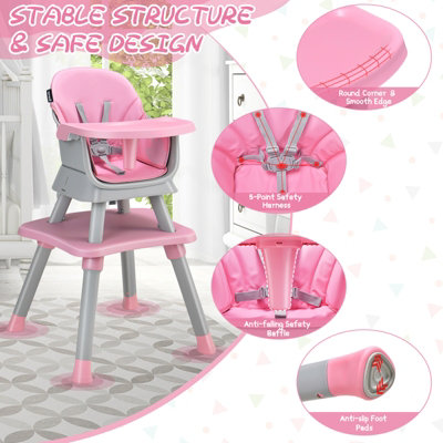 Costway 6-in-1 Baby High Chair Infant Feeding Chair Kids Stool w ...