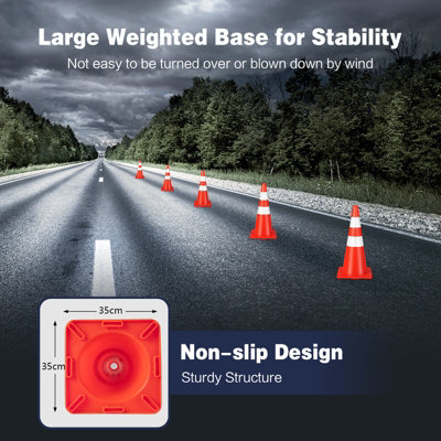 Costway 6 Pack Traffic Cones Safety Road Parking Cones W/ Reflective ...