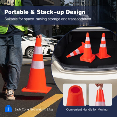 Costway 6 Pack Traffic Cones Safety Road Parking Cones W/ Reflective ...
