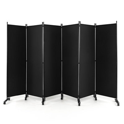 Costway 6-Panel Folding Room Divider 172cm Rolling Privacy Screen w ...