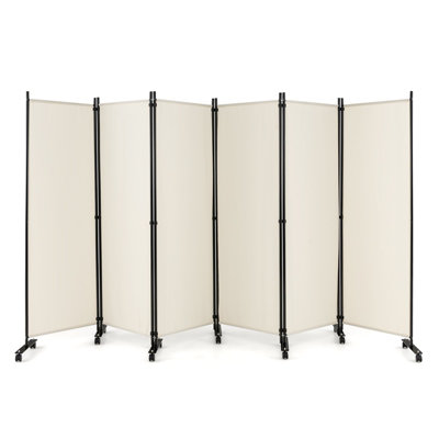 Costway 6-Panel Folding Room Divider 172cm Rolling Privacy Screen w ...