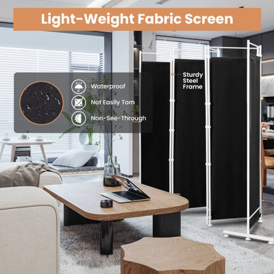 Costway 6-Panel Folding Room Divider with Adjustable Foot Pads Black