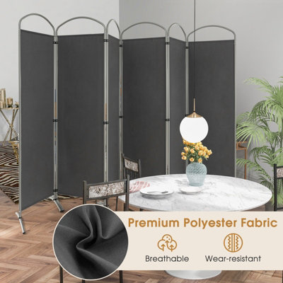 Costway 6-Panel Room Divider Folding Privacy Screen Fabric Wall Divider ...