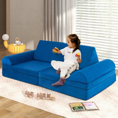 Costway 6-Piece Kids Play Couch Sofa Modular Convertible Foam Playset ...