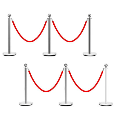 Costway 6 Polished Retractable Posts Demarcation Barriers | DIY at B&Q