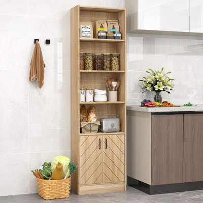 COSTWAY 6-Tier Bookshelf 180cm Tall Bookcase w/4 Open Cubes & Double ...