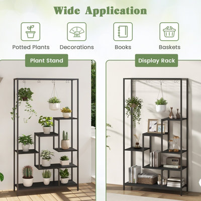 Costway 6-tier Tall Plant Stand 180cm Metal Indoor Corner Plant Shelf ...