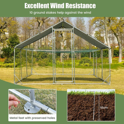 COSTWAY 6 X 3 M Chicken Run Coop Galvanized Metal Walk-in Hen House ...