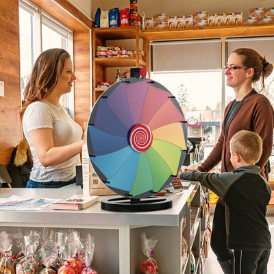 Costway 60 cm Tabletop Spinning Wheel for Prizes W/ Dry Erase Marker